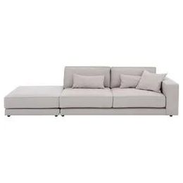 Ottomane OTTO products "Grenette" Sofas Gr. B/H/T: 291cm x 77cm x 102cm, Baumwollmix, Armlehne rechts, grau (hellgrau) Modulsofa, im Baumwoll-Leinenmix oder aus recycelten Stoffen