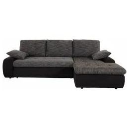 Ecksofa Trendmanufaktur "Indie, L-Form" Sofas Gr. B/H/T: 246cm x 86cm x 155cm, Luxus-Microfaser ALCAZAR-Struktur, Recamiere rechts, mit Bettfunktion-XL, schwarz (schwarz/anthrazit/grau) wahlweise XL oder XXL