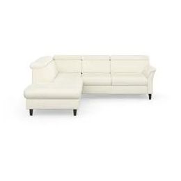 Sit & More Ecksofa SIT & MORE "Marano L-Form" Sofas Gr. B/T: 252cm x 216cm, Soft clean, Ottomane links, ohne Bettfunktion-ohne Bettkasten-inklusive Kopfteilverstellung-Fußfarbe: matt schwarz, beige (creme) inklusive Kopfteilverstellung, wahlweise mit Bettfunktion, Bettkasten