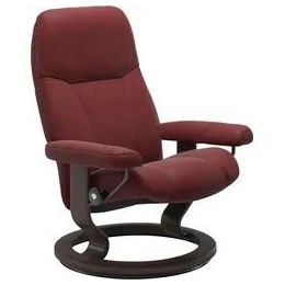 Relaxsessel stressless "Consul" Sessel Gr. Leder PALOMA, Classic Base Wenge, PlusTMSystem-Gleitsystem-Relaxfunktion-Drehfunktion-Kopfstützenverstellung-Rückteilverstellung, B/H/T: 72cm x 94cm x 70cm, rot (cherry paloma) mit Classic Base, Größe S, Gestell Wenge