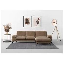 Sit & More Ecksofa SIT & MORE "Cabana L-Form" Sofas Gr. B/H/T: 301cm x 84cm x 195cm, Breitcord, mega-Recamiere rechts, ohne Sitztiefenverstellung-ohne Kopfteilverstellung-ohne Armlehnfunktion-ohne Federkern, braun (latte) Recamiere, wahlweise mit Sitztiefen-, Armlehnen- und Kopfteilfunktion