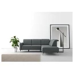 Sit & More Ecksofa SIT & MORE "Bailando L-Form" Sofas Gr. B/H/T: 249cm x 84cm x 205cm, Luxus-Microfaser ALTARA NUBUCK, Ottomane rechts, mit Kopfteilverstellung-mit Vorziehsitz motorisch, grau (dunkelgrau) wahlweise mit Kopfteilverstellung und Vorziehsitz, motorisch