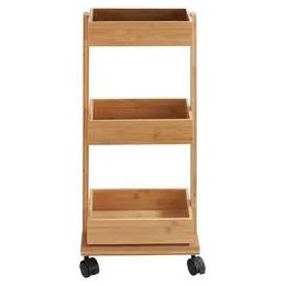 Rollwagen Wenko "Regal Tortona" Gr. B/H/T: 18cm x 71,5cm x 31cm, beige (natur) Badezimmer-Schrank mit 3 Ablagen