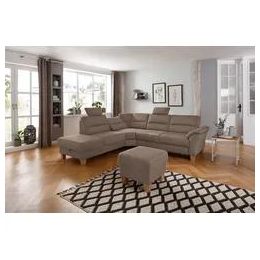 Ecksofa Home Affaire "Soleo L-Form" Sofas Gr. B/H/T: 262 cm x 89 cm x 235 cm, Luxus-Microfaser ALTARA NUBUCK, Ottomane links, mit Relaxfunktion-mit Bettfunktion-mit Stauraum, braun (schoko) komfortabel durch Trapezecke mit Relaxfunktion, auch Bettfunktion