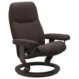 Relaxsessel stressless "Consul" Sessel Gr. Leder PALOMA, Classic Base Wenge, PlusTMSystem-Gleitsystem-Relaxfunktion-Drehfunktion-Kopfstützenverstellung-Rückteilverstellung, B/H/T: 72cm x 94cm x 70cm, braun (chocolate paloma) mit Classic Base, Größe S, Gestell Wenge