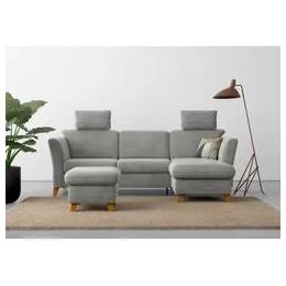 Ecksofa Home Affaire "Trelleborg L-Form" Sofas Gr. B/H/T: 249 cm x 86 cm x 162 cm, Breitcord, Recamiere rechts, mit Bettfunktion-mit Bettkasten, silberfarben (silber) wahlweise mit Bettfunktion und Bettkasten, inkl. Federkern-Polsterung