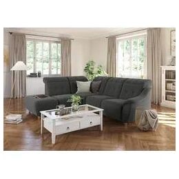 Ecksofa Home Affaire "Boston L-Form" Sofas Gr. B: 272cm, Struktur, Ottomane links, mit Kopfteilverstellung-mit 1 motorischer Relaxfunktion im 2sitzigen Sofaelement, grau Kopfteilverstellung an jeder Sitzfläche, wahlweise Relaxfunktion