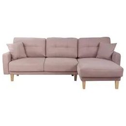 Ecksofa Home Affaire "Triplo, Zierkissen, Schlaffunktion, B/T/H: 234/164/89 cm, L-Form" Sofas Gr. B/H/T: 234 cm x 89 cm x 164 cm, Luxus-Microfaser weich, Recamiere rechts, ohne Bettfunktion-ohne Bettkasten, rosa (flamingo) wahlweise mit Bettfunktion und Bettkasten, Liegefläche 210132 cm