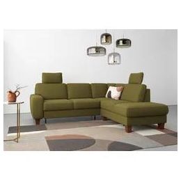 Ecksofa Home Affaire "Vision L-Form" Sofas Gr. B/H/T: 240cm x 90cm x 215cm, Easy care, Ottomane rechts, mit Bettfunktion-mit Stauraum, grün (olive) wahlweise mit Bettfunktion und Stauraum, auch in Easy Care-Bezug