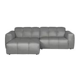 Ecksofa furninova "Chess, Designsofa mit sehr hohem Sitzkomfort, Eyecatcher im Wohnzimmer" Sofas Gr. B/H/T: 250cm x 74cm x 171cm, Recamiere links, weiß (silber) mit attraktiver Steppung, im skandinavischen Design