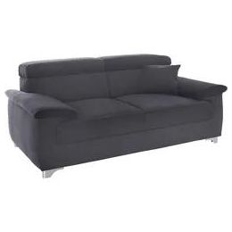 2-Sitzer DOMO collection "Mira" Sofas Gr. B/H/T: 185cm x 78cm x 100cm, Luxus-Microfaser, mit Kopfteilverstellung, grau (dunkelgrau) inklusive Kopfteilverstellung