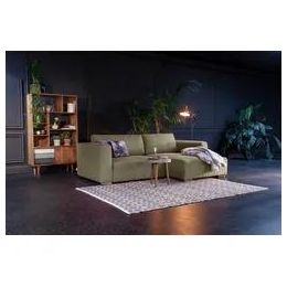 Ecksofa Tom Tailor HOME "HEAVEN STYLE S" Sofas Gr. B/H/T: 242cm x 85cm x 162cm, Struktur grob TCU, Recamiere rechts, mit Bettfunktion-mit Bettkasten-Metallfuß, grün (light olive tcu 23) aus der COLORS COLLECTION, wahlweise mit Bettfunktion & Bettkasten