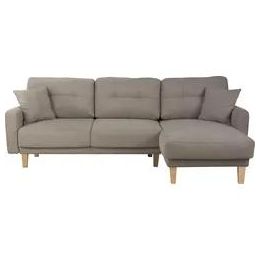 Ecksofa Home Affaire "Triplo, Zierkissen, Schlaffunktion, B/T/H: 234/164/89 cm, L-Form" Sofas Gr. B/H/T: 234 cm x 89 cm x 164 cm, Luxus-Microfaser weich, Recamiere rechts, ohne Bettfunktion-ohne Bettkasten, grau (taupe) wahlweise mit Bettfunktion und Bettkasten, Liegefläche 210132 cm