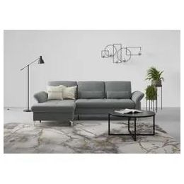 Ecksofa Inosign "Palm Beach L-Form" Sofas Gr. B/H/T: 275cm x 89cm x 175cm, Chenille-Optik, mega-Recamiere links, mit Sitztiefenverstellung-mit Bettfunktion-mit Bettkasten-mit Armteilverstellung, grau Federkern, mit Sitztiefenverstellung, wahlweise Bettfunktion