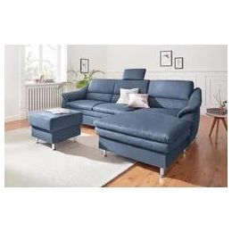 Sit & More Ecksofa SIT & MORE "Cardoso L-Form" Sofas Gr. B/H/T: 264cm x 90cm x 162cm, Luxus-Microfaser ALTARA NUBUCK, Recamiere rechts, mit Bettfunktion, blau mit Federkern, wahlweise Bettfunktion