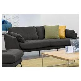 2,5-Sitzer W.Schillig "softy" Sofas Gr. B/H/T: 203cm x 79cm x 93cm, Chenille-Flachgewebe R66, grau (anthrazit r66) mit dekorativer Heftung im Sitz, Füße schwarz pulverbeschichtet