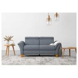 2,5-Sitzer Home Affaire "Lindgren" Sofas Gr. B/H/T: 185 cm x 84 cm x 93 cm, Chenille, mit beidseitiger TV-Funktion motorisch-mit Kopfteilverstellung-ohne Federkern, blau (hellblau) wahlweise mit TV-Funktion, links oder beidseitig, Kopfteilverstellung