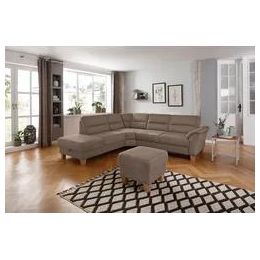 Ecksofa Home Affaire "Soleo L-Form" Sofas Gr. B/H/T: 262 cm x 89 cm x 235 cm, Luxus-Microfaser ALTARA NUBUCK, Ottomane links, mit Relaxfunktion-ohne Bettfunktion-ohne Stauraum, braun (schoko) komfortabel durch Trapezecke mit Relaxfunktion, auch Bettfunktion