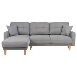 Ecksofa Home Affaire "Triplo, Zierkissen, Schlaffunktion, B/T/H: 234/164/89 cm, L-Form" Sofas Gr. B/H/T: 234cm x 89cm x 164cm, Luxus-Microfaser weich, Recamiere links, ohne Bettfunktion-ohne Bettkasten, grau (hellgrau) wahlweise mit Bettfunktion und Bettkasten, Liegefläche 210132 cm