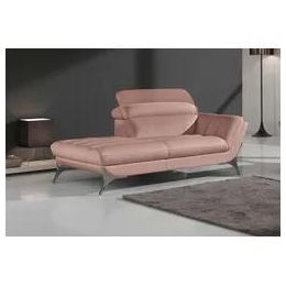 Recamiere Egoitaliano "Sueli, extravagantes Design und erstklassiger Sitzkomfort" Sofas Gr. B/H/T: 180 cm x 100 cm x 110 cm, Leder CAREZZA, Recamiere links, rosa (rose) Solitärmöbel, hochwertiger Lederbezug, inklusive Kopfteilverstellung