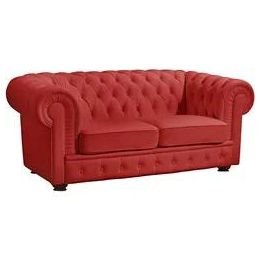 Chesterfield-Sofa Max Winzer "Windsor klassisch, modern und Retro Sofa, hoher Sitzkomfort" Sofas Gr. B/H/T: 175cm x 75cm x 96cm, Leder, 2-Sitzer, rot mit edler Knopfheftung, 2-Sitzer oder 3-Sitzer