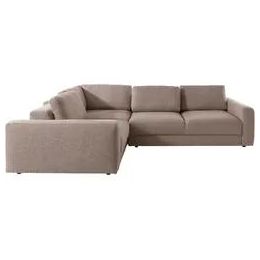 Ecksofa Places of Style "Bloomfield, L-Form" Sofas Gr. B/H/T: 224cm x 84cm x 304cm, Struktur grob, langer Schenkel rechts, XXL mit Sitztiefenverstellung, beige (portabella) extra tiefe Sitzfläche, wahlweise mit Sitztiefenverstellung