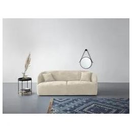 3-Sitzer Andas "Knautschzone" Sofas Gr. B/H/T: 204cm x 78cm x 82cm, Struktur weich, beige (creme) auch mit Bouclé-Bezug