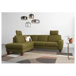 Ecksofa Home Affaire "Vision L-Form" Sofas Gr. B/H/T: 240cm x 90cm x 215cm, Easy care, Ottomane links, ohne Bettfunktion-ohne Stauraum, grün (olive) wahlweise mit Bettfunktion und Stauraum, auch in Easy Care-Bezug