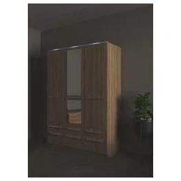 Drehtürenschrank Priess "Barcelona" Schränke Gr. B/H/T: 140 cm x 193 cm x 54 cm, mit Spiegel, mit Beleuchtung, 3 St., braun (eichefarben artisan) in vielen Farben und Ausführungen