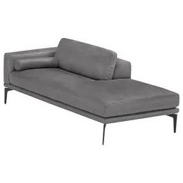 Ottomane Egoitaliano "Masu, Design trifft super Sitzkomfort, mit toller Detailverarbeitung" Sofas Gr. B/H/T: 182cm x 95cm x 97cm, Leder BACIO, Armlehne links, grau (zinn) Rückenkissen und Armteilrolle für mehr Komfort, mit Metallfüßen