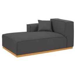 Recamiere Home Affaire "Terry" Sofas Gr. B/H/T: 99cm x 75cm x 165cm, Struktur fein, Recamiere links, Armteil links, grau (anthrazit) Longchair Sofas mit offener Kedernaht und Holzuntergestell