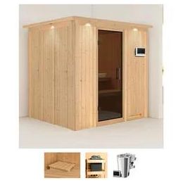 Karibu Sauna "Dima" Saunen 3,6-kW-Bio-Plug & Play Ofen mit externer Steuerung Gr. Bio-Kombiofen, externe Steuerung, 3,6 kW, beige (naturbelassen)