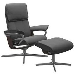 Relaxsessel stressless "Admiral" Sessel Gr. Leder BATICK, Cross Base Wenge, Relaxfunktion-Drehfunktion-PlusTMSystem-Gleitsystem-BalanceAdaptTM, B/H/T: 93cm x 103cm x 79cm, grau (grey batick) mit Cross Base, Größe M & L, Holzakzent Wenge