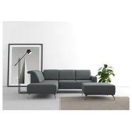 Sit & More Ecksofa SIT & MORE "Bailando L-Form" Sofas Gr. B/H/T: 249cm x 84cm x 205cm, Luxus-Microfaser ALTARA NUBUCK, Ottomane links, mit Kopfteilverstellung, grau (dunkelgrau) wahlweise mit Kopfteilverstellung und Vorziehsitz, motorisch