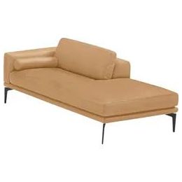 Ottomane Egoitaliano "Masu, Design trifft super Sitzkomfort, mit toller Detailverarbeitung" Sofas Gr. B/H/T: 182cm x 95cm x 97cm, Leder NUVOLE, Armlehne links, braun (tan) Rückenkissen und Armteilrolle für mehr Komfort, mit Metallfüßen