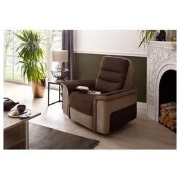 Relaxsessel Home Affaire "Maldini, TV-Sessel" Sessel Gr. Webstoff, braun (braun, sand) mit elektrischer Relaxfunktion und USB-Steckeranschluss, Breite 109 cm