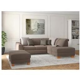 Sit & More Ecksofa SIT & MORE "Dundee L-Form" Sofas Gr. B/H/T: 263cm x 86cm x 219cm, Luxus-Microfaser Paris, Ottomane rechts, mit Kopfteilverstellung-ohne Bettfunktion-ohne Stauraum, grau (taupe) mit Federkern und Massivholzfüßen, wahlweise Kopfteilverstellung