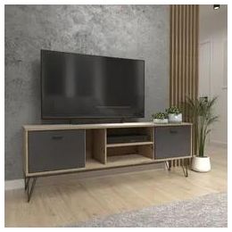 TV-Bank FORTE "Neyle" Sideboards Gr. B/H/T: 163,1 cm x 58 cm x 41,5 cm, schwarz (artisan eiche, schwarz) Breite ca. 163 cm