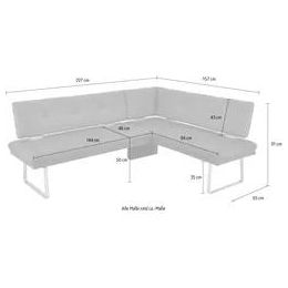 K+w Komfort & Wohnen Eckbank K+W KOMFORT & WOHNEN "Giacomo II", braun (braun, braun), H:91cm T:65cm, Sitzbänke, Flachstahlkufe in edelstahlfarbig lackiert, Rücken und Sitz gesteppt