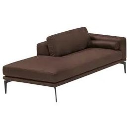 Ottomane Egoitaliano "Masu, Design trifft super Sitzkomfort, mit toller Detailverarbeitung" Sofas Gr. B/H/T: 182 cm x 95 cm x 97 cm, Leder BULL, Armlehne rechts, braun (chocolate) Rückenkissen und Armteilrolle für mehr Komfort, mit Metallfüßen