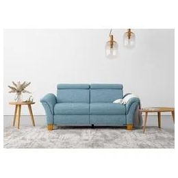 2,5-Sitzer Home Affaire "Lindgren" Sofas Gr. B/H/T: 185 cm x 84 cm x 93 cm, Struktur, mit linksseitiger TV-Funktion motorisch-mit Kopfteilverstellung-mit Federkern, blau (eisblau) wahlweise mit TV-Funktion, links oder beidseitig, Kopfteilverstellung