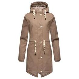 Regenjacke Navahoo "Flower of Ocean" Gr. M (38), grau (taupe) Damen Jacken modischer Outdoor Regenmantel