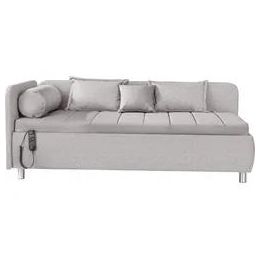 Schlafsofa Alina "Kiana" Sofas Gr. B/H/T: 207cm x 80cm x 102,5cm, Struktur, Armlehne links, grau (platingrau tmd 19) Liegefläche 90200 cm oder 100200 cm, Bettkasten, Zierkissen-Set