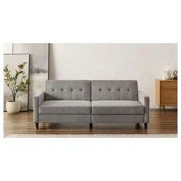 3-Sitzer DOREL HOME "Hartford II" Sofas Gr. B/H/T: 203cm x 83cm x 83cm, Cord, grau Bettfunktion, Rückenlehne 2-teilig, 3-fach verstellbar, Sitzhöhe 43 cm