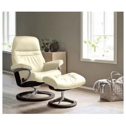 Relaxsessel stressless "Sunrise" Sessel Gr. Leder PALOMA, Relaxfunktion-Drehfunktion-PlusTMSystem-Gleitsystem-BalanceAdaptTM, B/H/T: 83cm x 105cm x 74cm, beige (vanilla paloma) mit Signature Base, Größe M, Gestell Braun