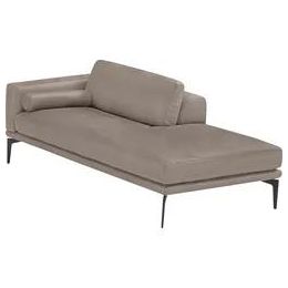 Ottomane Egoitaliano "Masu, Design trifft super Sitzkomfort, mit toller Detailverarbeitung" Sofas Gr. B/H/T: 182cm x 95cm x 97cm, Leder BACIO, Armlehne links, beige (safari) Rückenkissen und Armteilrolle für mehr Komfort, mit Metallfüßen