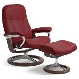 Relaxsessel stressless "Garda", rot (bordeaux batick), B:82cm H:102cm T:72cm, Sessel, mit Signature Base, Größe M, Gestell Wenge