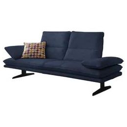 2-Sitzer W.Schillig "broadway" Sofas Gr. B/H/T: 216cm x 94cm x 96cm, Stoff S37, Longchair links, mit Sitztiefenverstellung-mit Kopfteilverstellung-mit Seitenteilverstellung, blau (dunkelblau s37) Sitztiefenverstellung, Kopfteil- & Seitenteilverstellung, Breite 216cm