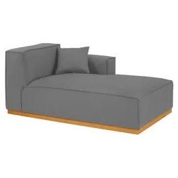 Recamiere Home Affaire "Terry" Sofas Gr. B/H/T: 99cm x 75cm x 165cm, Struktur fein, Recamiere rechts, Armteil rechts, grau (hellgrau) Longchair Sofas mit offener Kedernaht und Holzuntergestell