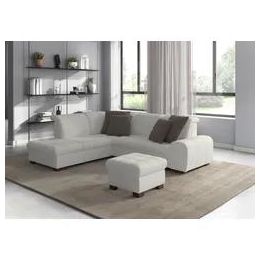 Sit & More Ecksofa SIT & MORE "Luxor L-Form" Sofas Gr. B/H/T: 259cm x 82cm x 224cm, Struktur fein, Ottomane links, ohne Bettfunktion-ohne Bettkasten-ohne Kopfteilverstellung, beige (linen) wahlweise mit Bettfunktion, Stauraum und Kopfteilverstellung